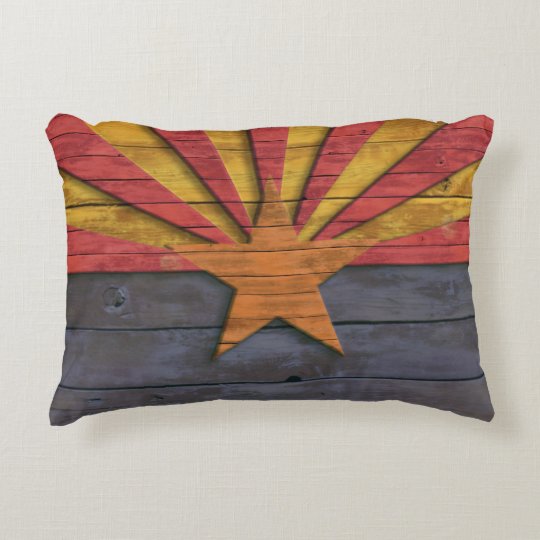 Vintage Flag of Arizona Distressed Wood Design Decorative Pillow ...
