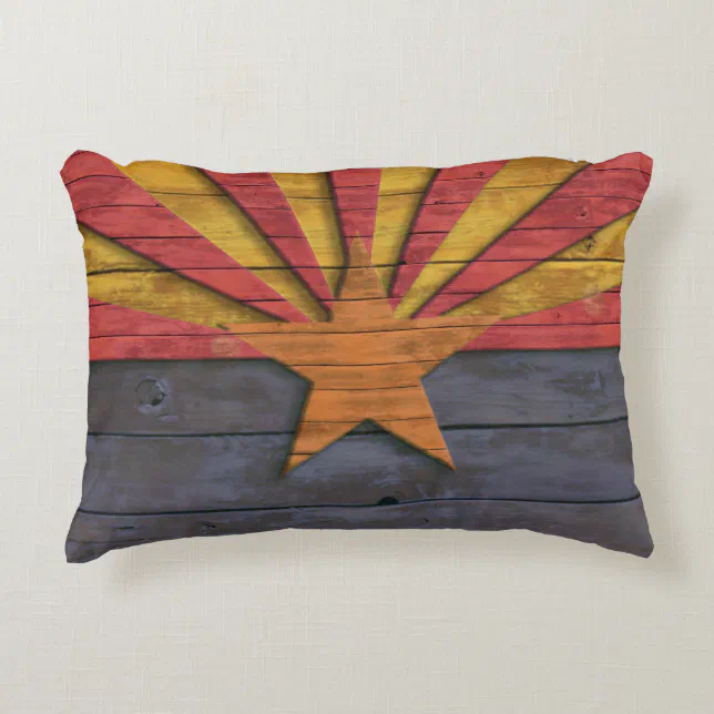 Vintage Flag of Arizona Distressed Wood Design Decorative Pillow | Zazzle
