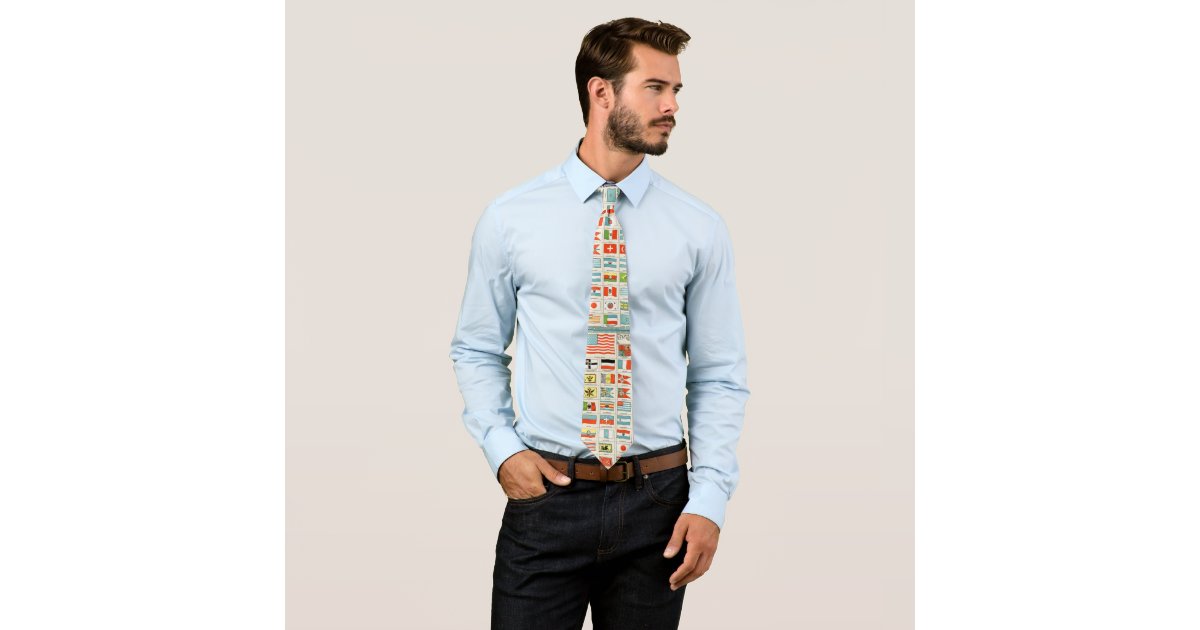 Vintage Flags Of All Nations Educational Poster Neck Tie | Zazzle