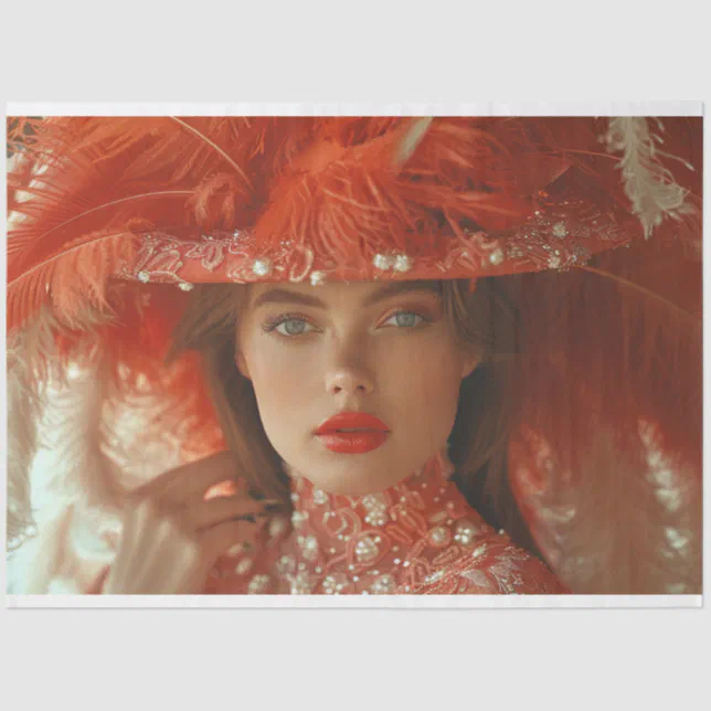 Vintage Flapper Lady in Orange Decoupage Tissue Paper | Zazzle