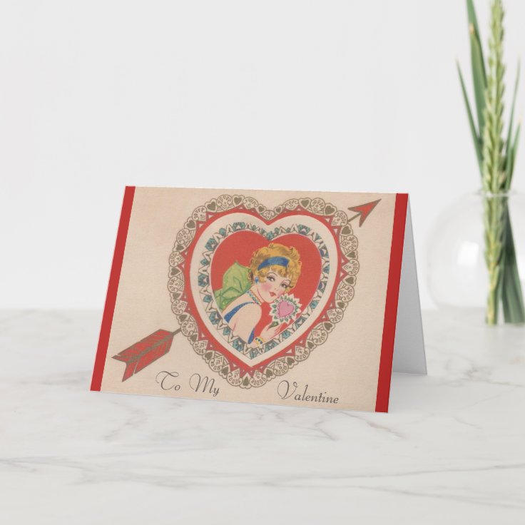Vintage Flapper Valentine Greeting Card | Zazzle