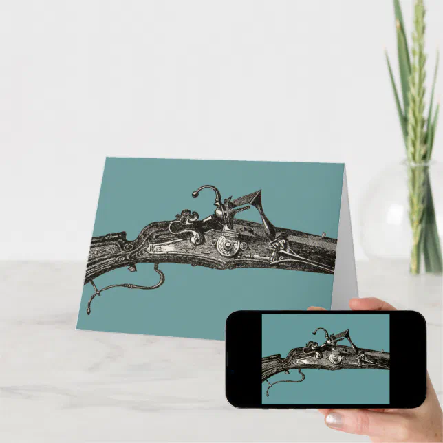 Vintage Flintlock Musket Gun Rifle Greeting Card | Zazzle