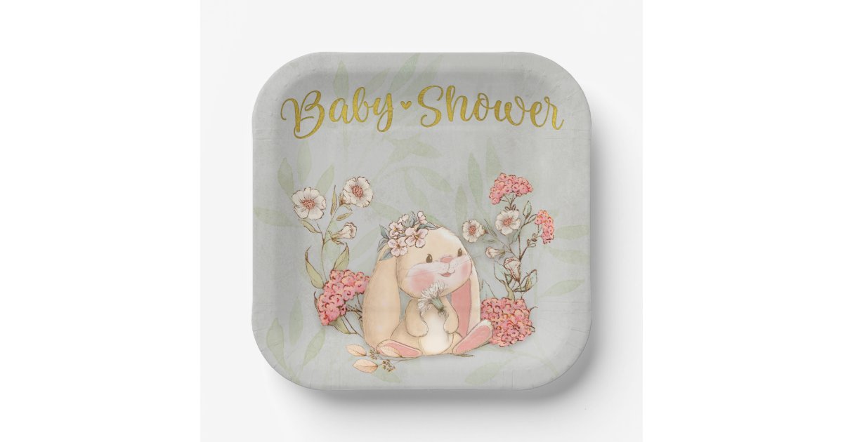 Vintage Floppy Bunny Floral Collection Paper Plates | Zazzle