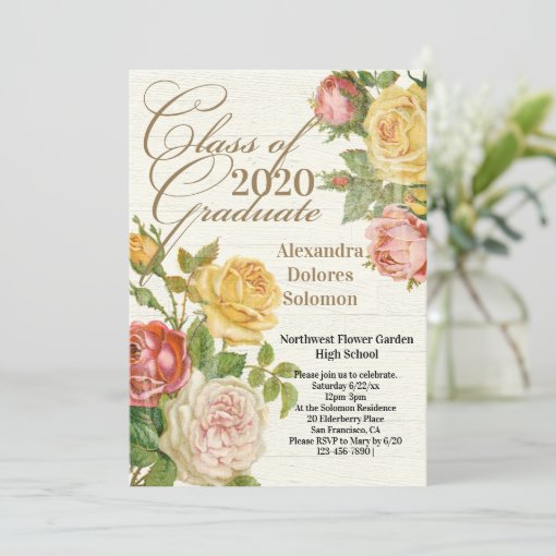 Vintage Floral 2020 Graduation Party Invitation | Zazzle