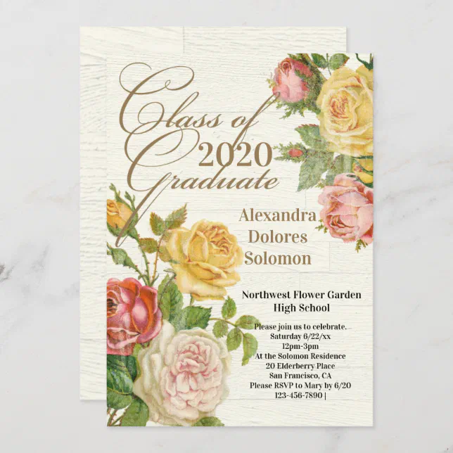 Vintage Floral 2020 Graduation Party Invitation | Zazzle