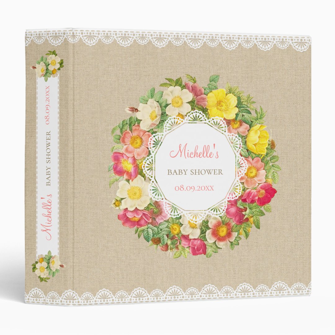 Vintage Floral Baby Shower Or Birthday Binder | Zazzle