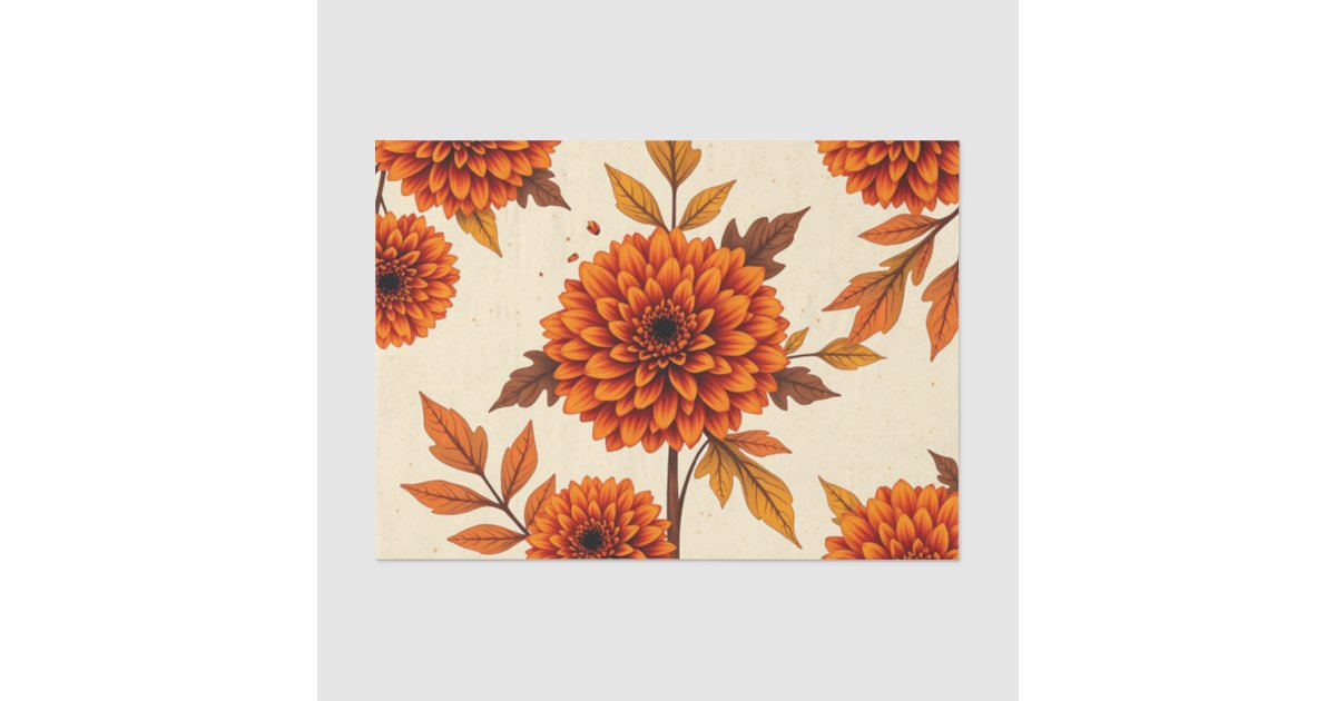 Vintage Floral Background with Marigolds and Oak Tissue Paper | Zazzle