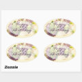 Vintage Floral Birthday Oval Sticker | Zazzle