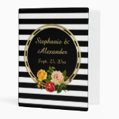 Vintage Floral Black and White Stripe Personalized Mini Binder | Zazzle