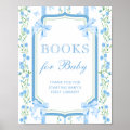 Vintage Floral Blue Bow Books for Baby Poster | Zazzle