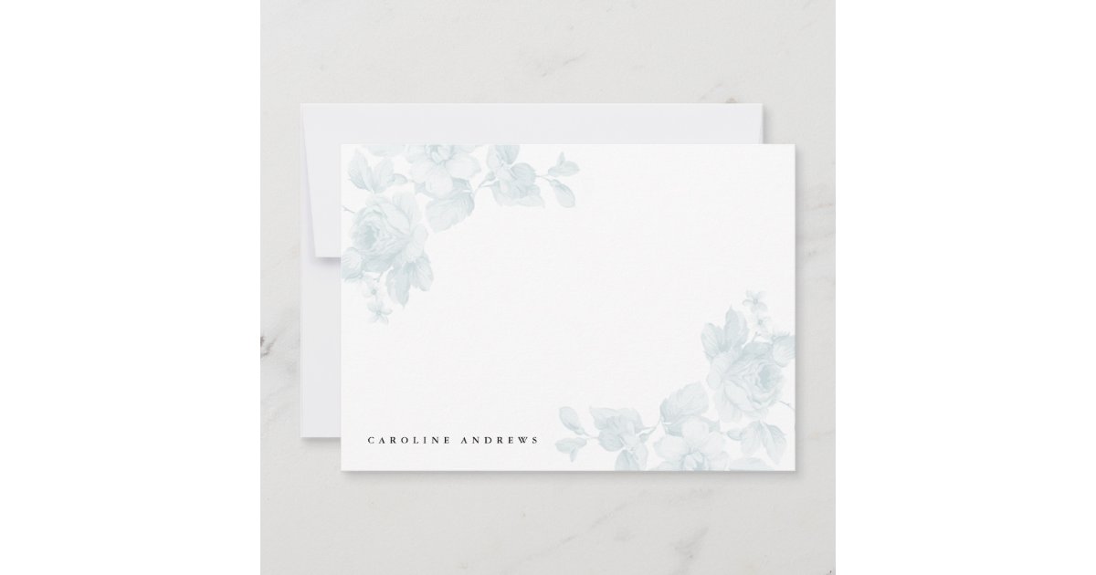 Vintage Floral Blue Note Card | Zazzle