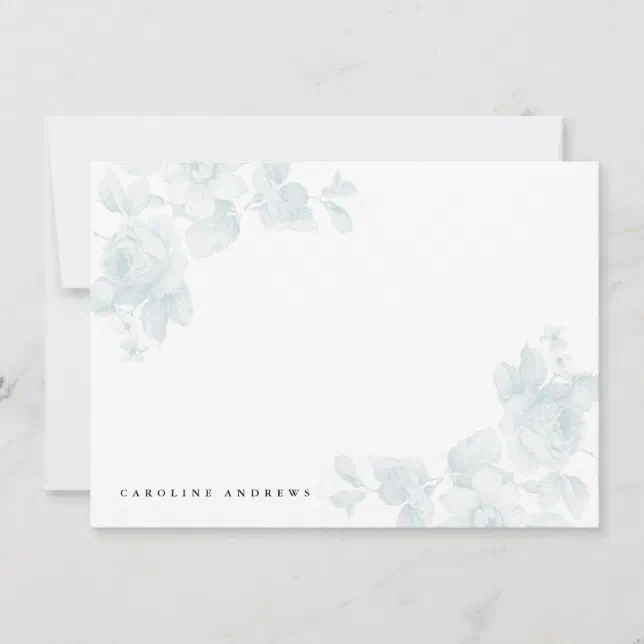 Vintage Floral Blue Note Card | Zazzle