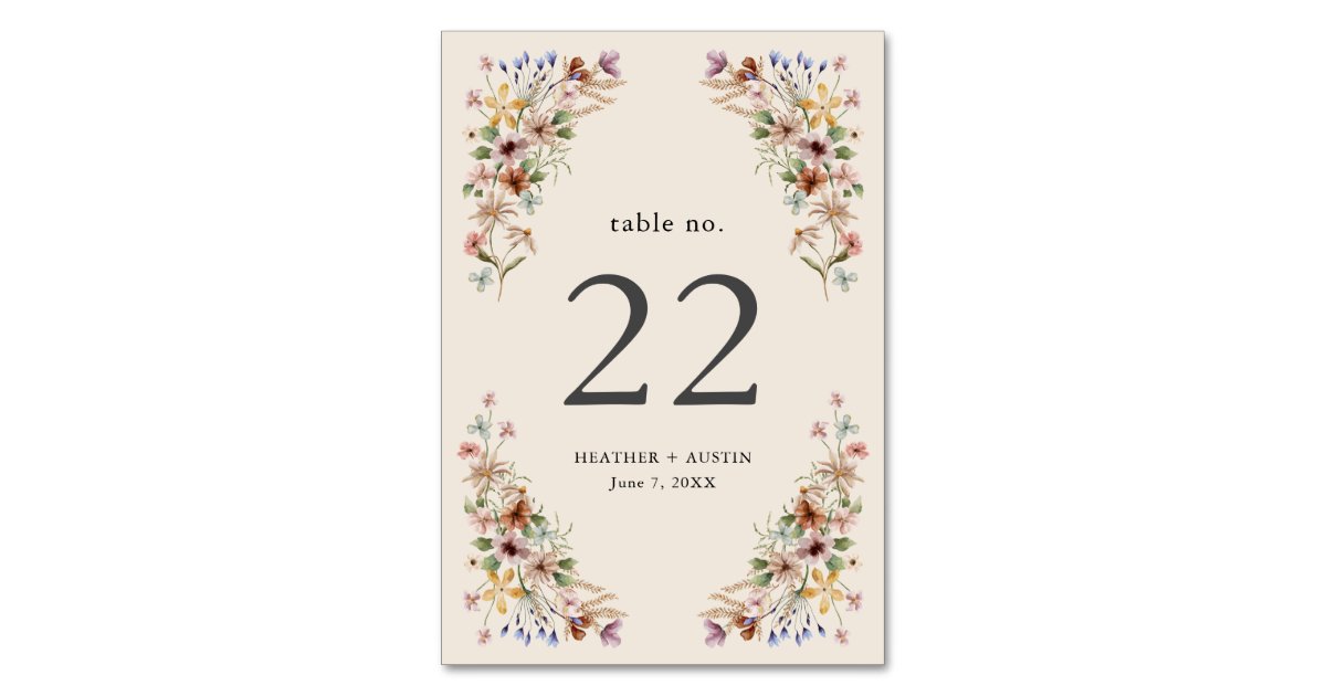 Vintage Floral Boho Table Numbers | Zazzle