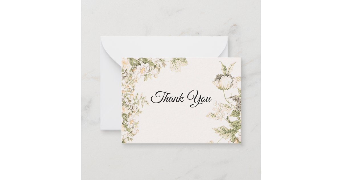 Vintage Floral Border Note Card | Zazzle