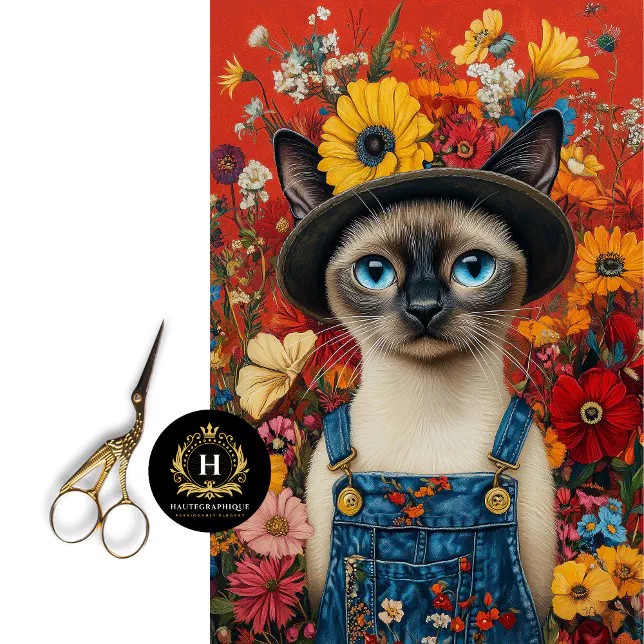 Vintage Floral Country Siamese Cat Decoupage Tissue Paper | Zazzle