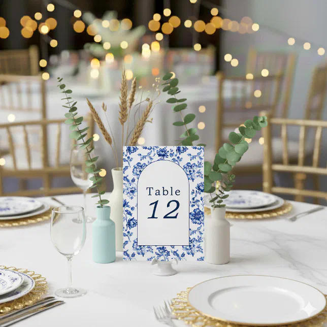 Vintage floral delftware table seating chart invitation | Zazzle