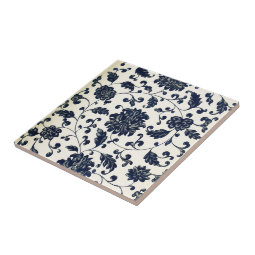 Vintage floral design tile | Zazzle