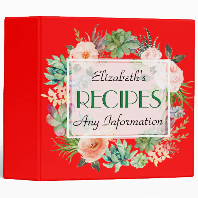 Vintage Floral Elegant Modern Red Color 3 Ring Binder | Zazzle