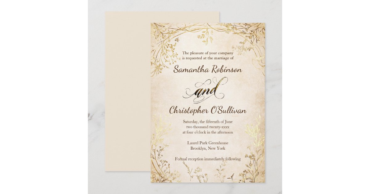 Vintage Floral Engraving Old Money European Style Invitation | Zazzle
