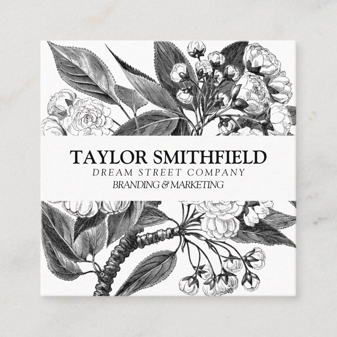 Vintage Floral Fine Line Business Card | Zazzle
