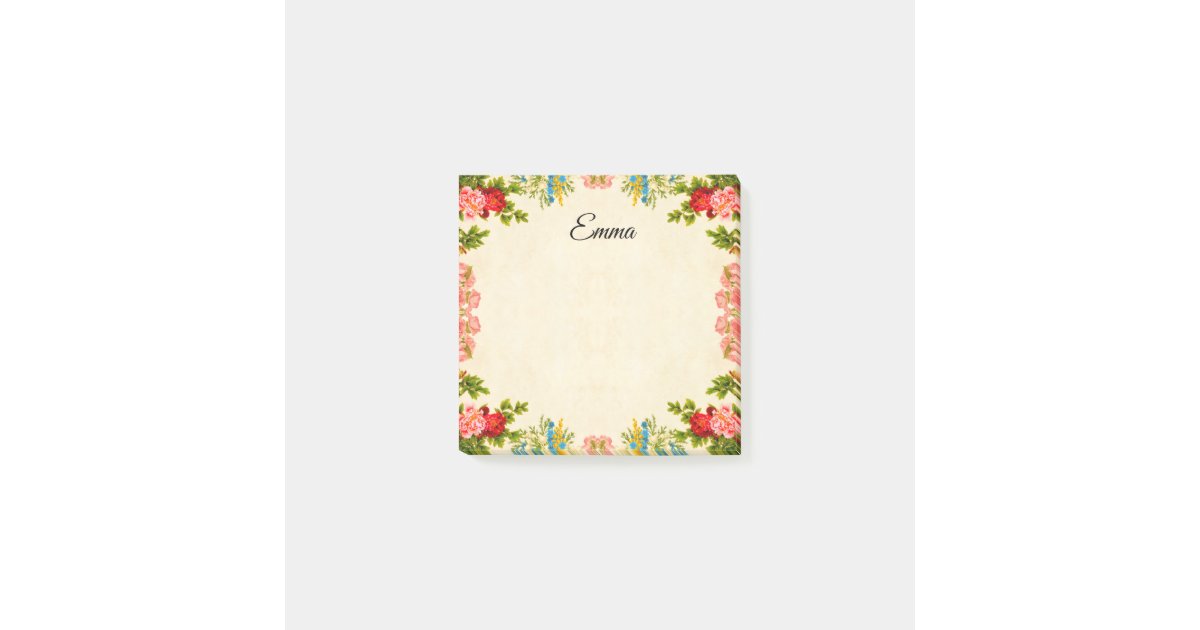 vintage floral frame post-it notes | Zazzle