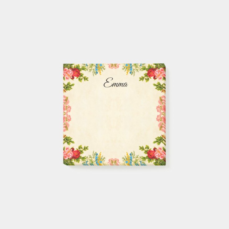 vintage floral frame post-it notes | Zazzle