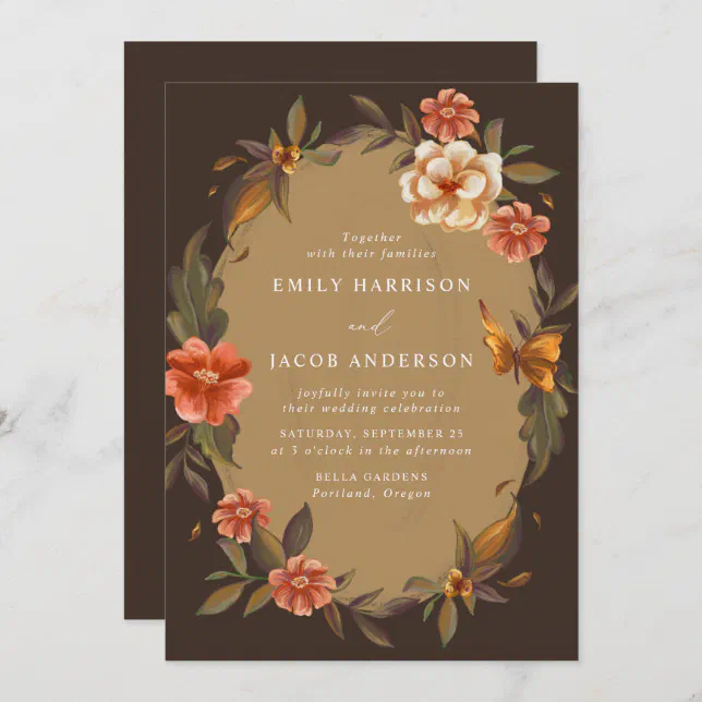 Vintage Floral Frame Wedding Invitation | Zazzle