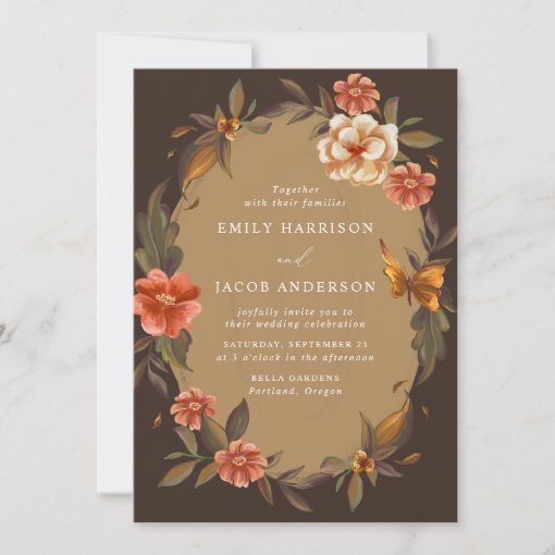 Vintage Floral Frame Wedding Invitation | Zazzle