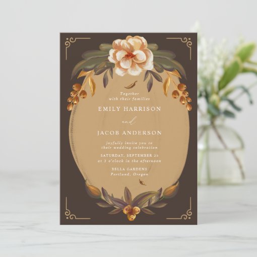 Vintage Floral Frame Wedding Invitation | Zazzle