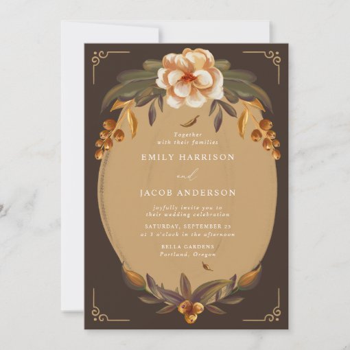 Vintage Floral Frame Wedding Invitation | Zazzle