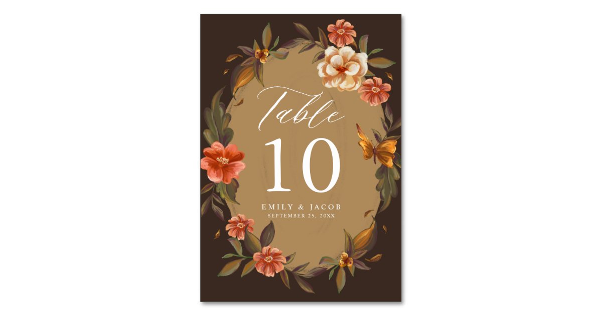 Vintage Floral Frame Wedding Table Number | Zazzle