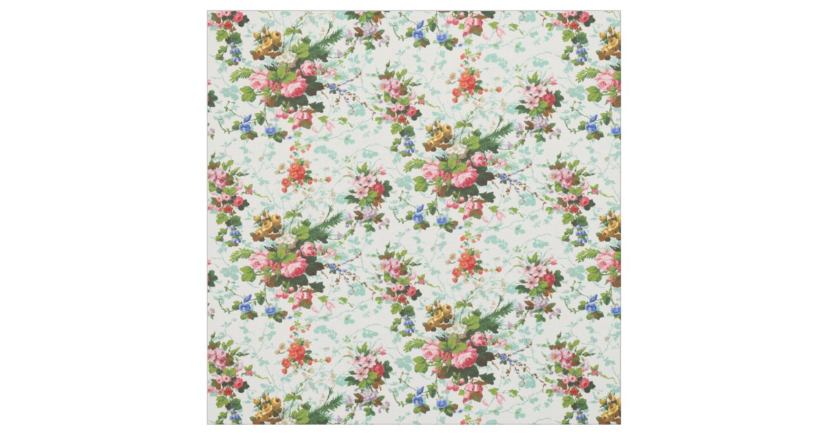Vintage Floral French Pattern Fabric | Zazzle