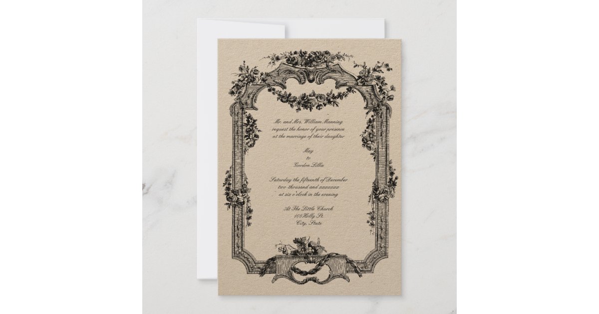Vintage Floral & Fruit Baroque Rococo Wedding Invitation | Zazzle