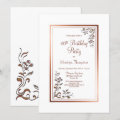 Vintage Floral Gold Border 40th Birthday Party Invitation | Zazzle