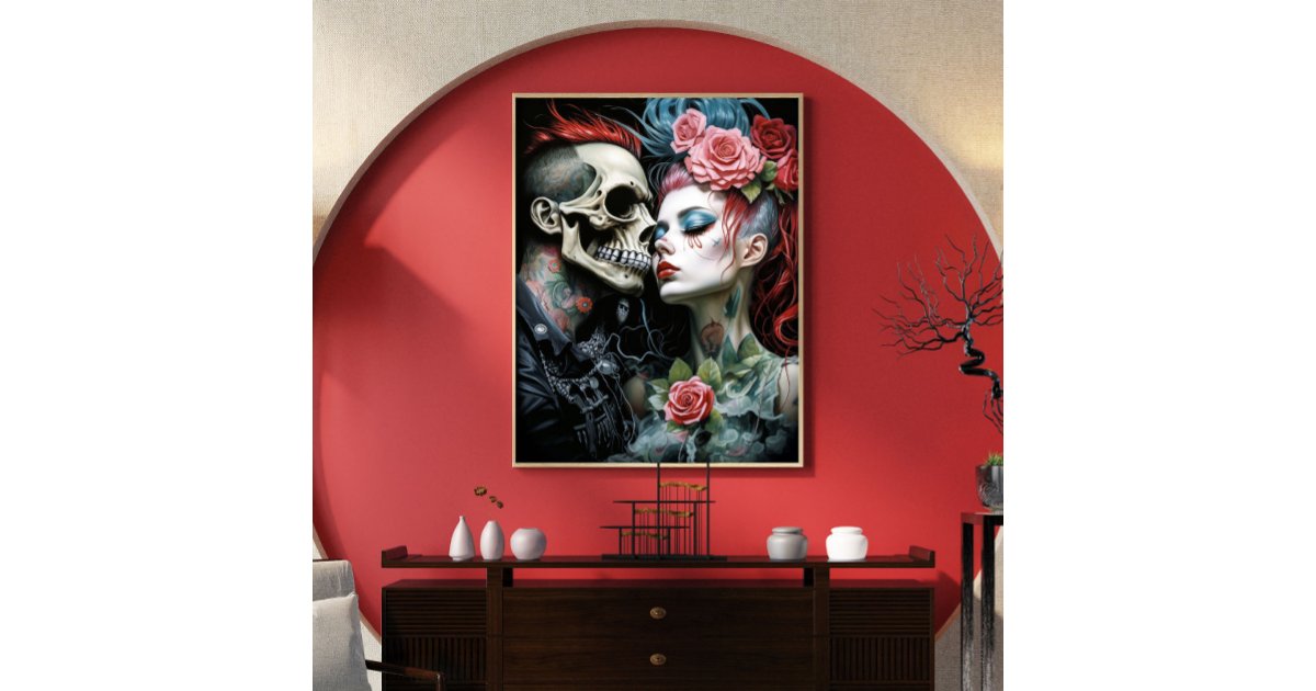 Vintage Floral Gothic Punk Love Couple Decoupage Tissue Paper | Zazzle
