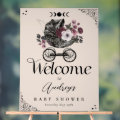 Vintage Floral Gothic Stroller Baby Shower Welcome Acrylic Sign | Zazzle