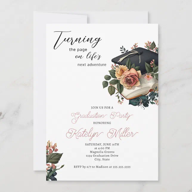 Vintage Floral Graduation Invitation | Zazzle