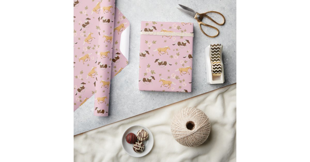 Vintage Floral Horse Pattern Wrapping Paper | Zazzle
