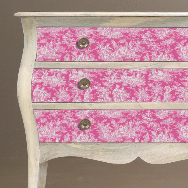 Vintage floral hot pink toile de jouy tissue paper | Zazzle