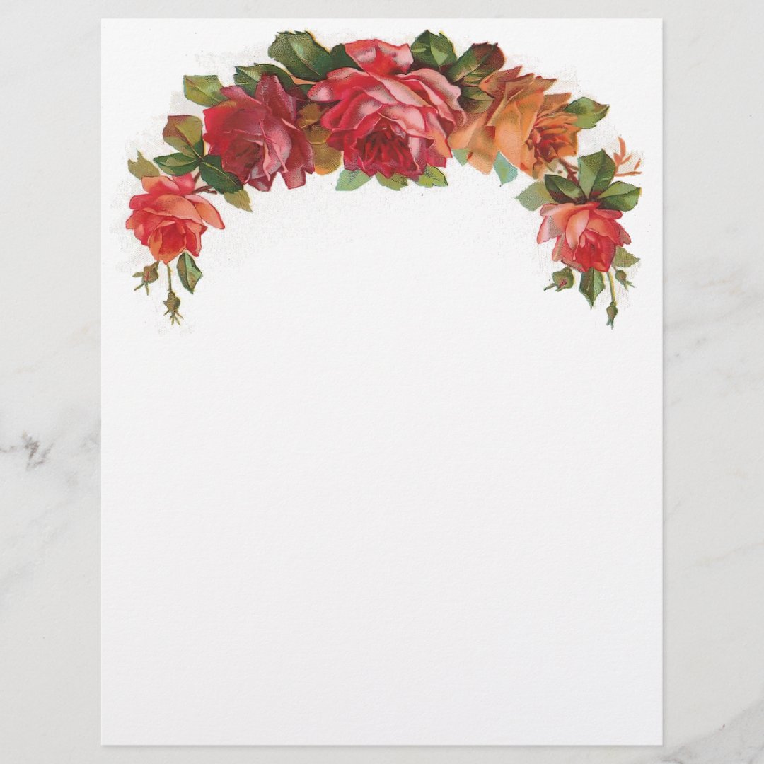 Vintage Floral Letterhead Stationery | Zazzle
