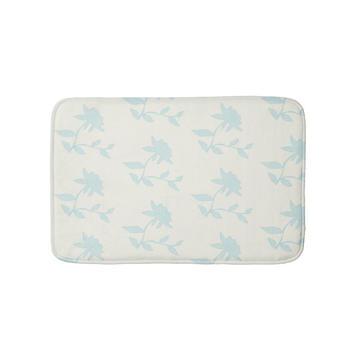 Vintage Floral | Light Blue Flowers Bath Mat | Zazzle
