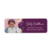Vintage Floral Mauve Roses Photo Return Address Label | Zazzle