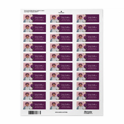 Vintage Floral Mauve Roses Photo Return Address Label | Zazzle