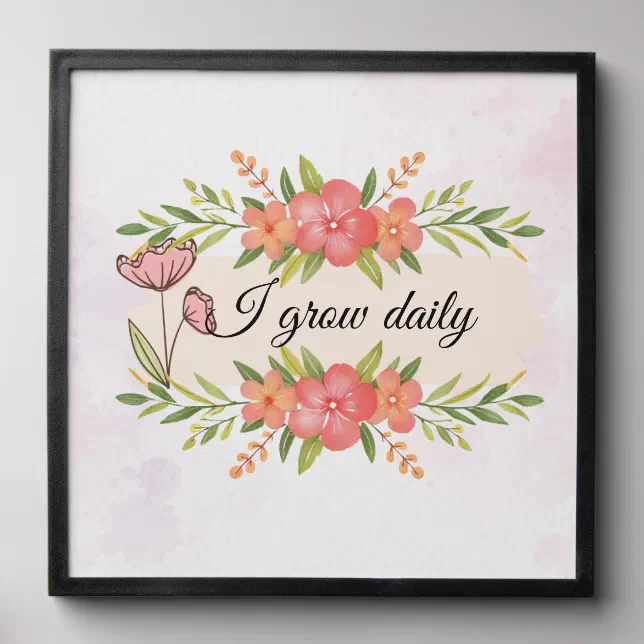 Vintage Floral Motivational Quote Poster Peel And Stick Photo Tile | Zazzle