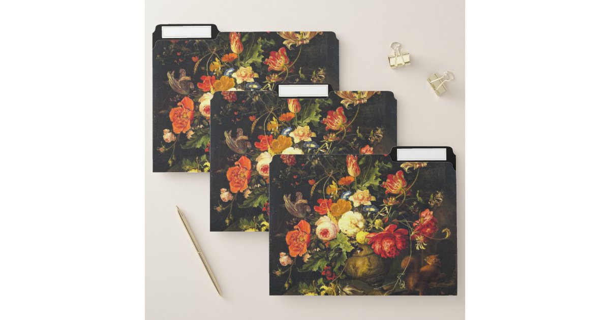 Vintage Floral Painting File Folder | Zazzle
