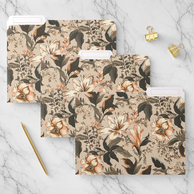 Vintage Floral Pattern File Folders | Zazzle