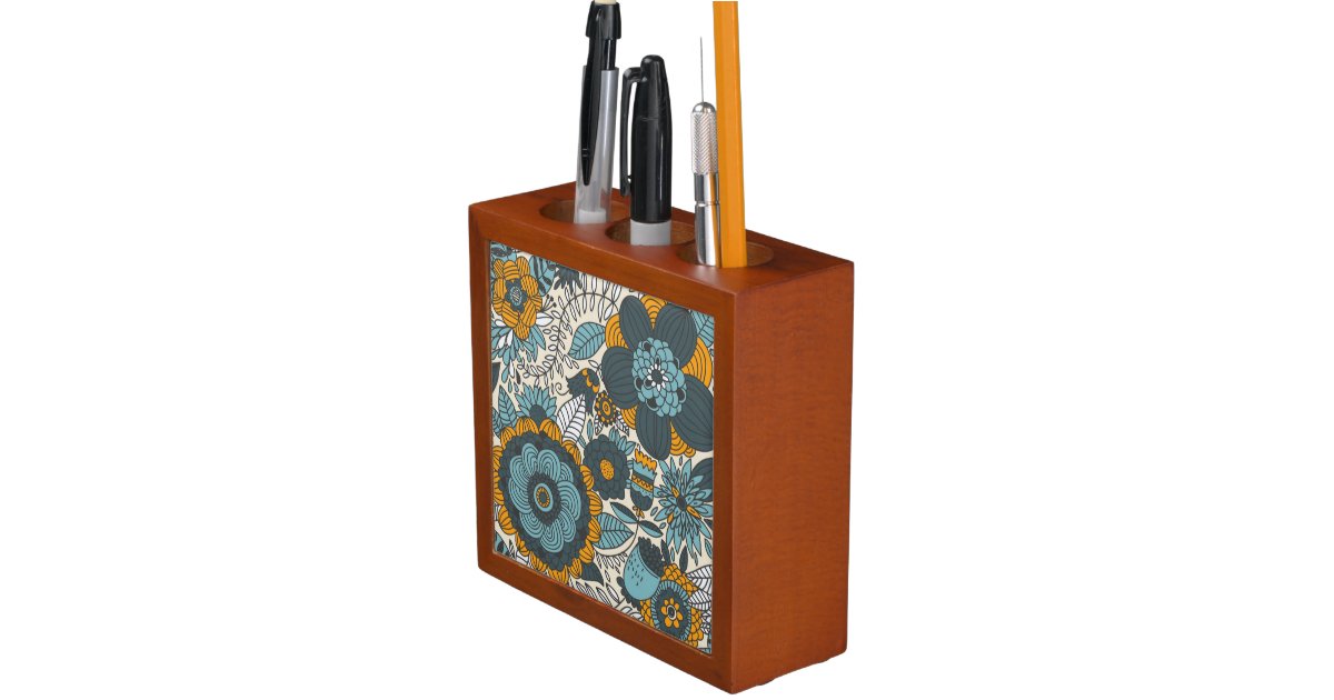 Vintage floral pattern Pencil/Pen holder | Zazzle