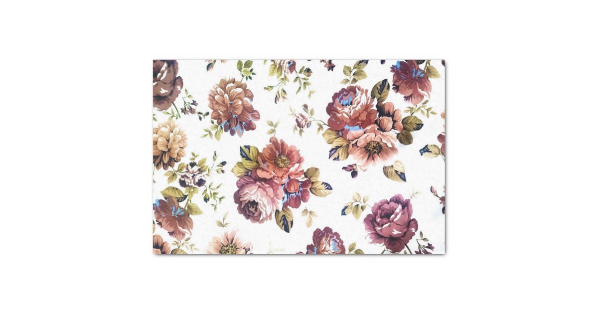 Vintage Floral Pattern Tissue Paper | Zazzle