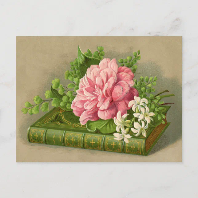 Vintage Floral Peony Classy Book Elegant Postcard | Zazzle