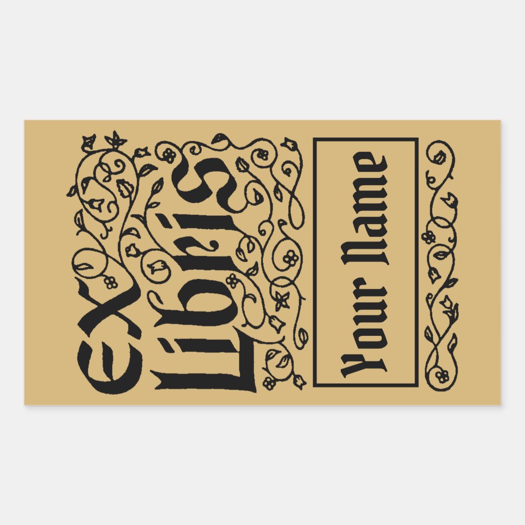 Vintage Floral Personal Ex-Libris Template Rectangular Sticker | Zazzle
